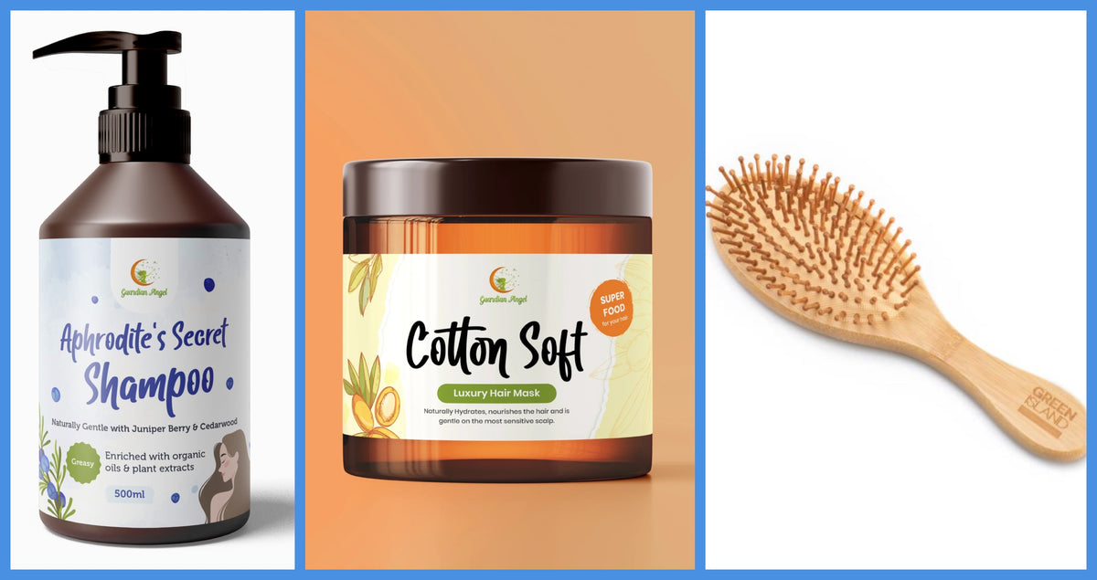 Organic and Natural GREASY HAIR Set - 3 Piece Treatment and Brush Set ...