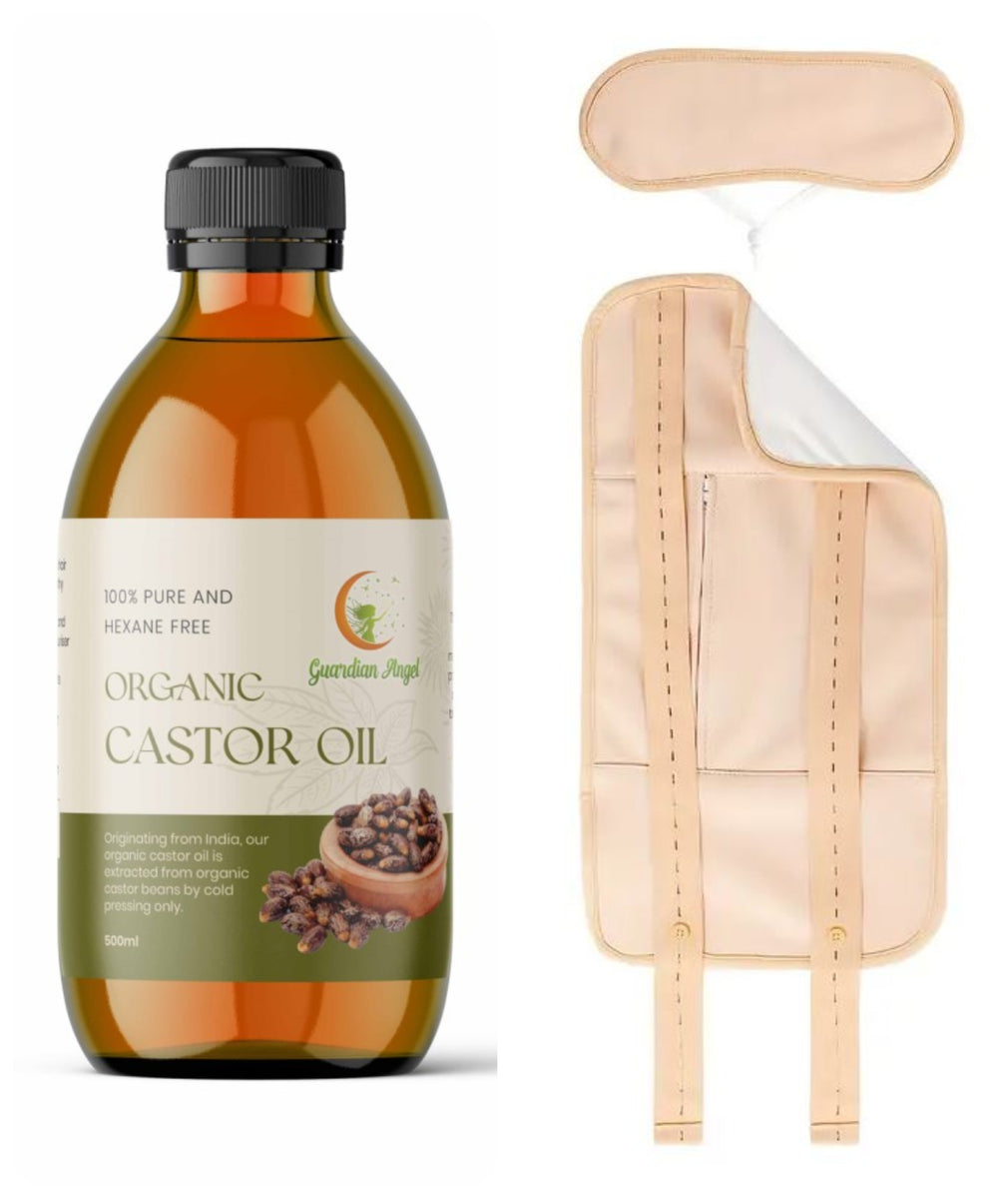 Organic Castor Oil 3 Piece Pack with a Body & a Neck Wrap (Up to 40" W ...